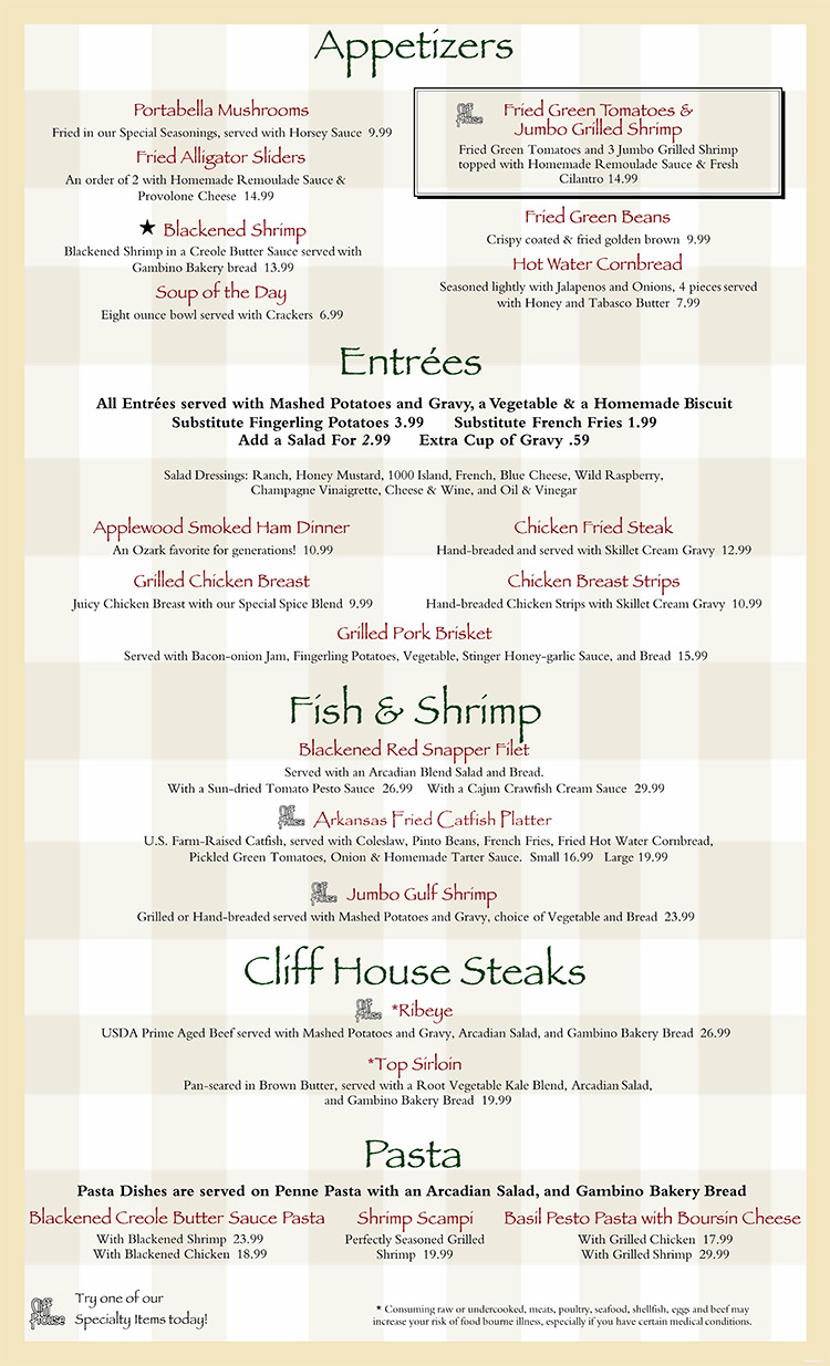 Restaurant | The Cliff House Inn of Jasper, Arkansas